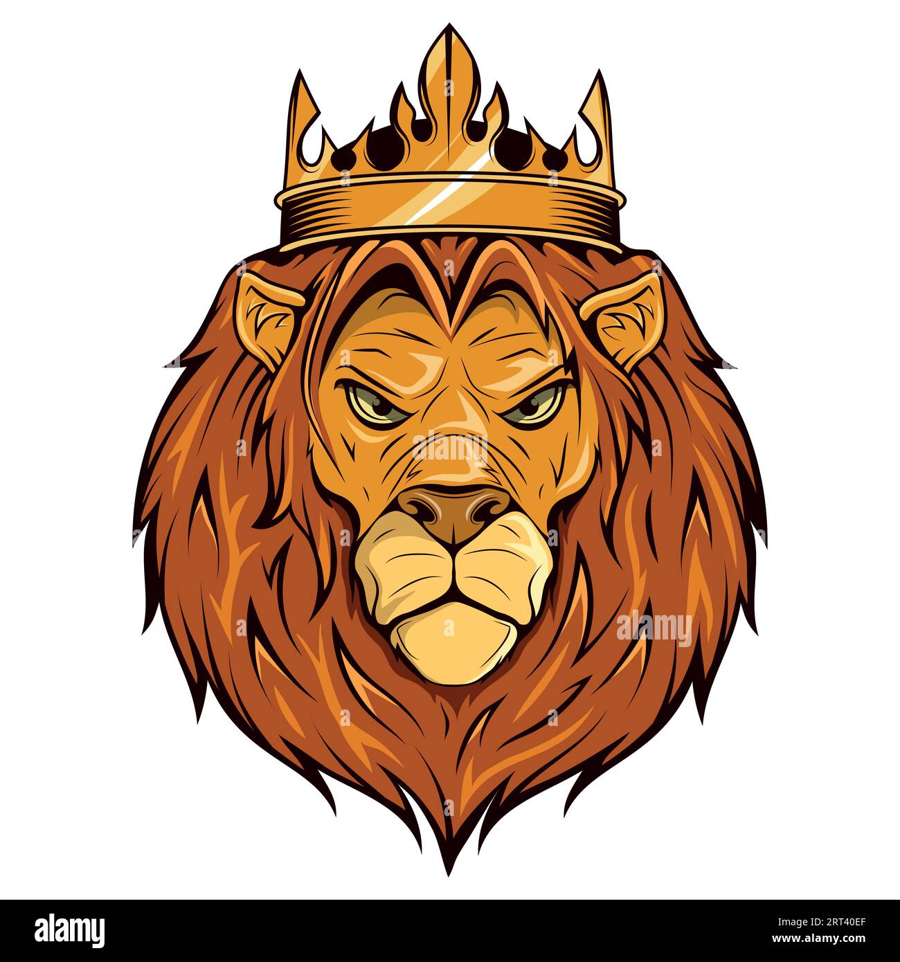 Angry Royal lion. Vector illustration of a wild animal. Angry lion king ...