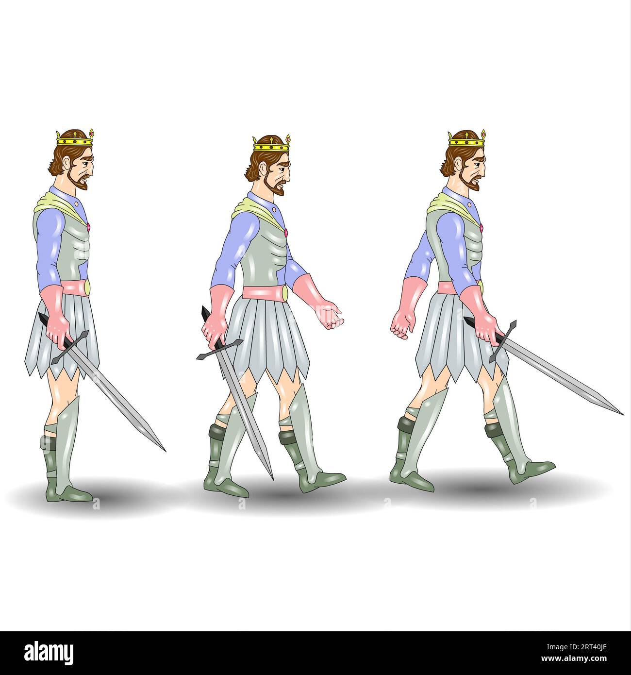 Medieval knights with swords. Vector illustration isolated on white ...