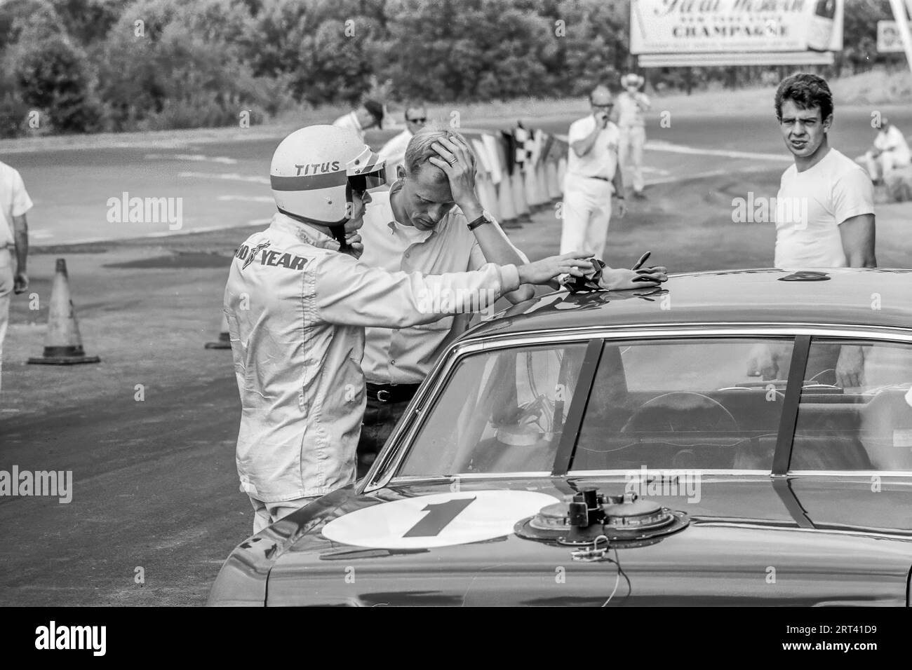 Jerry Titus driving a Shelby Racing Ford Mustang at the 1968 Watlins ...