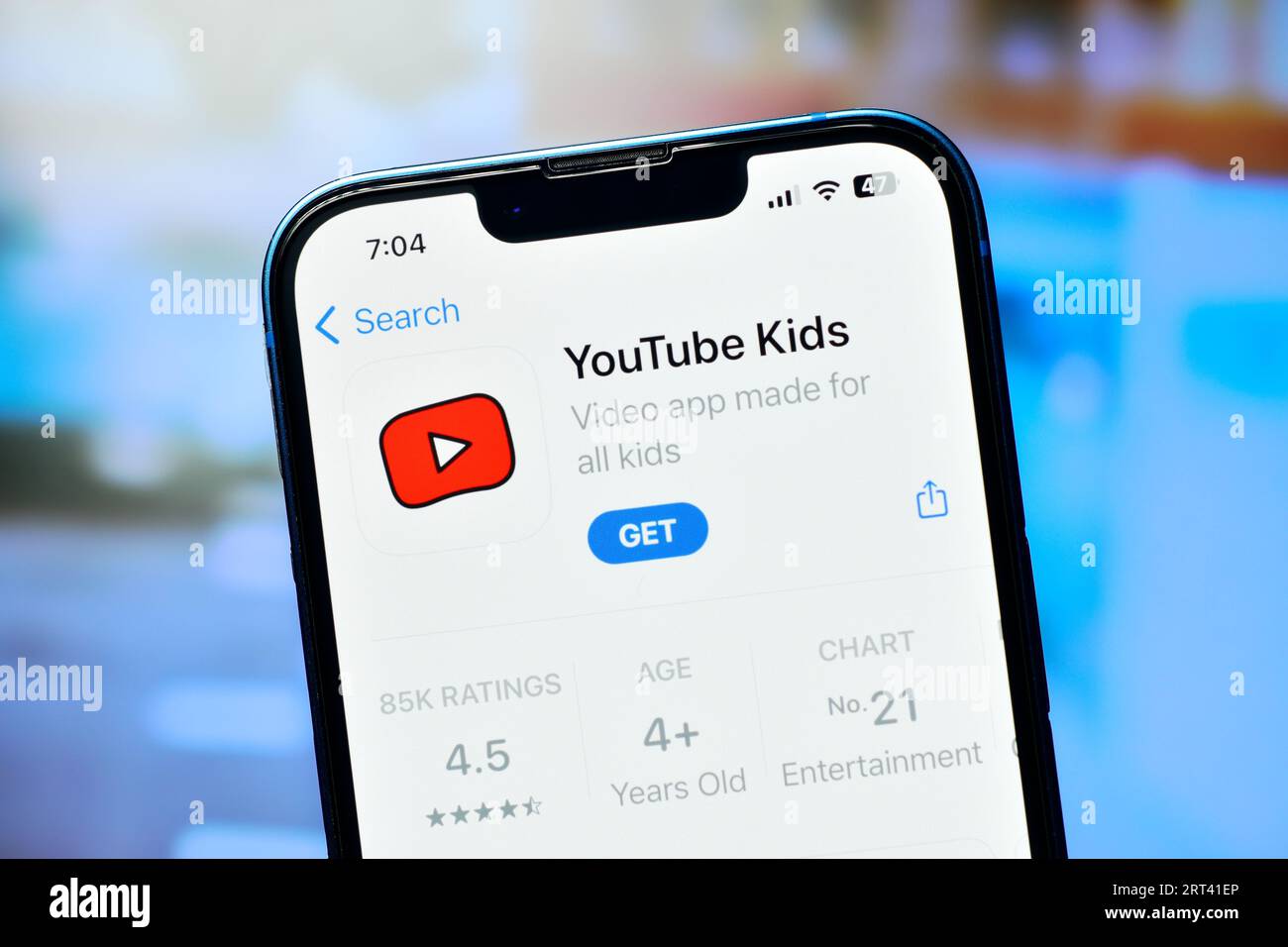 New Delhi, India 10 September 2023:- Youtube kids app on smartphone used to educate and ...