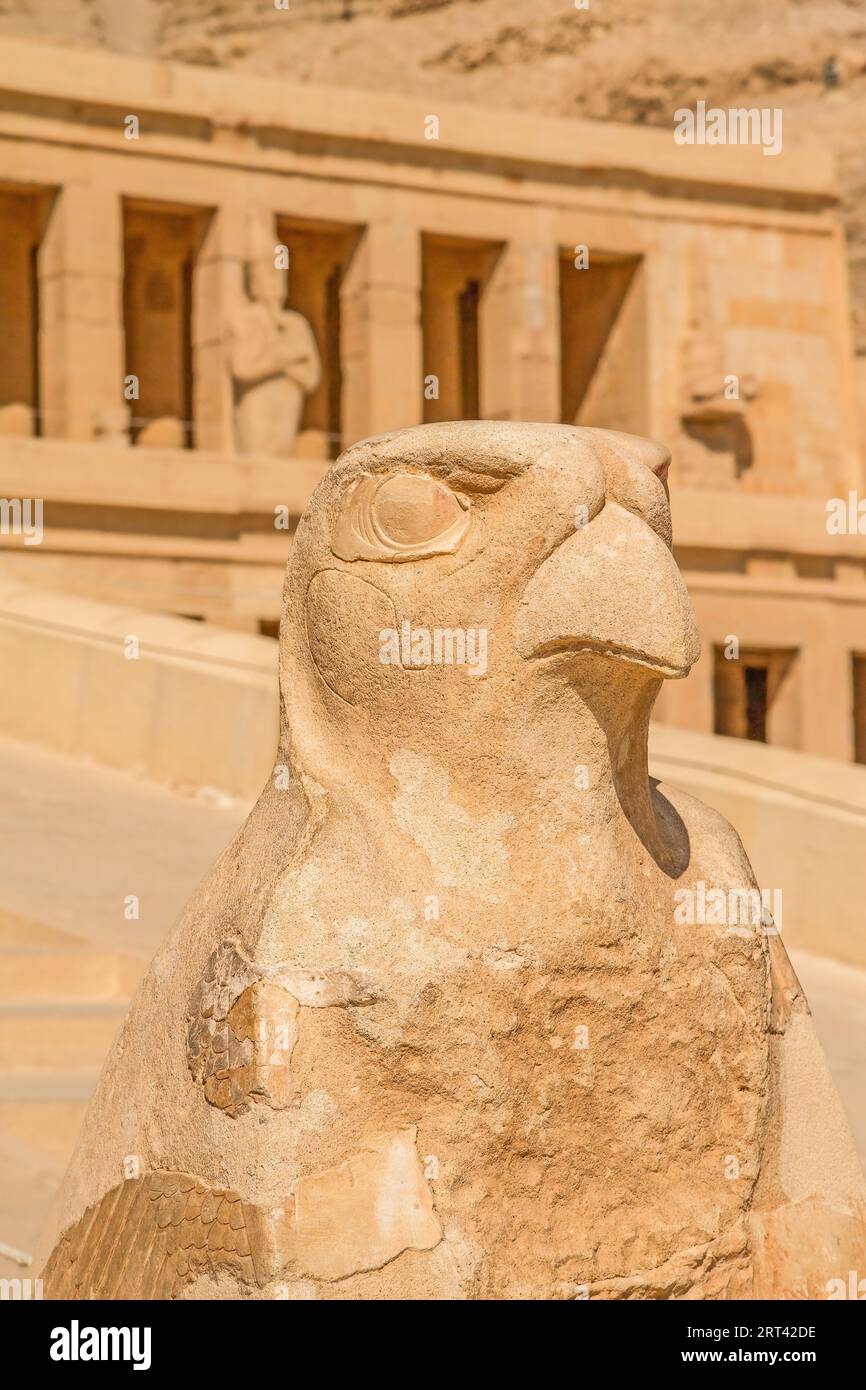 Horus Statue in front of Famous Mortuary Temple of Hatshepsut In Thebes ...