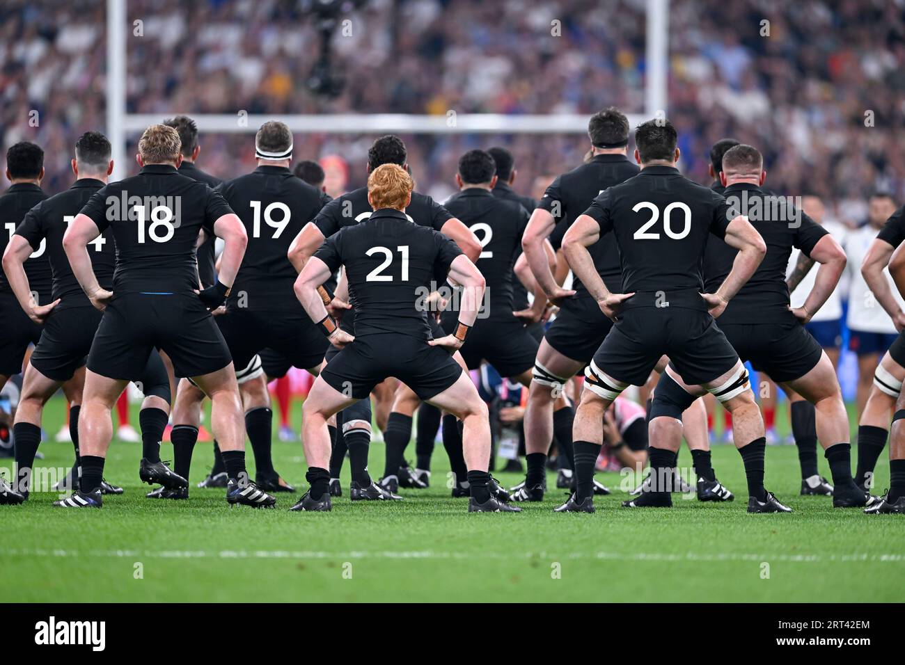 NZ Team with players during the haka during the Rugby World Cup RWC ...