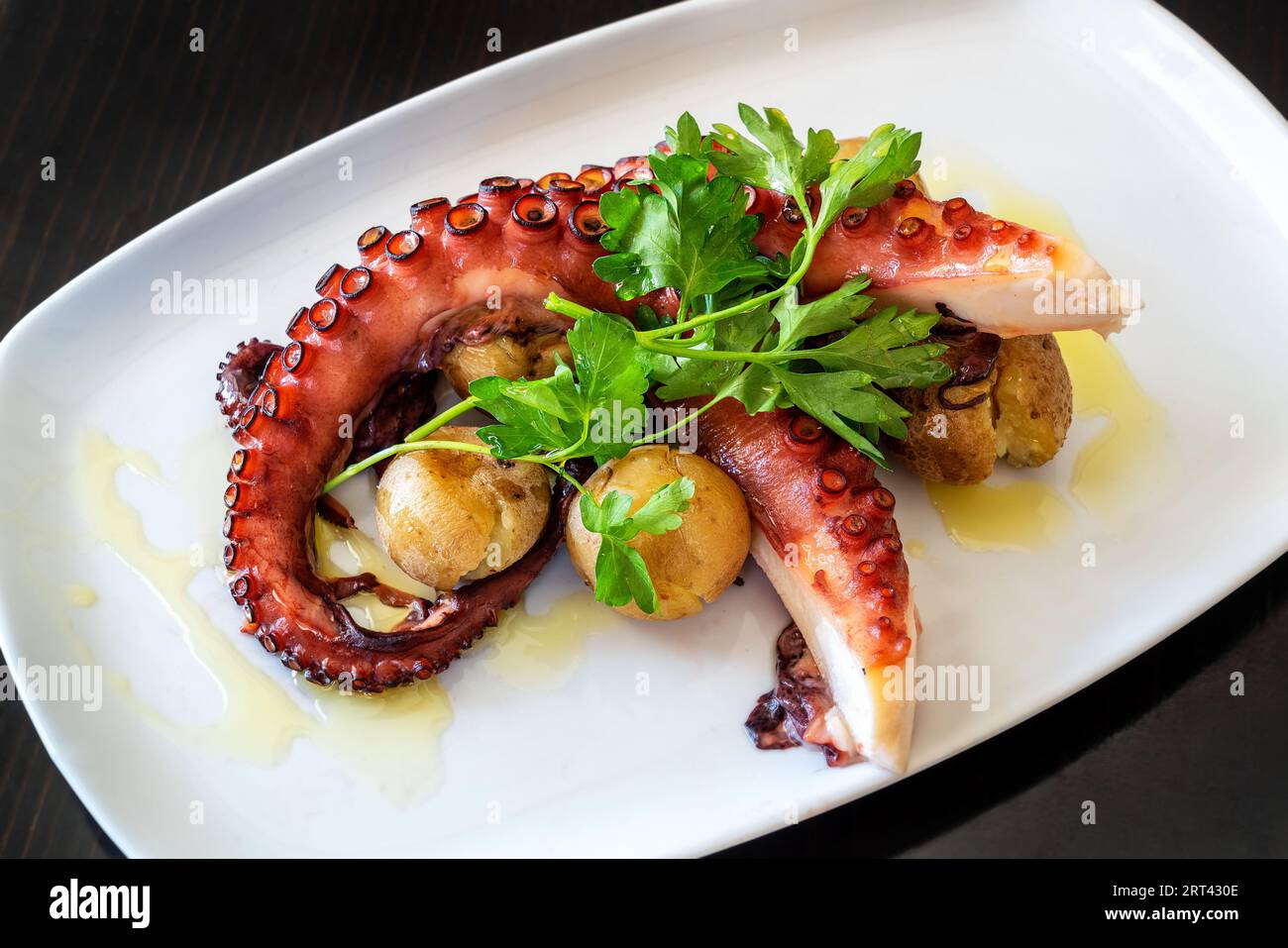 Boiled octopus tentacles according to a Mediterranean recipe with ...