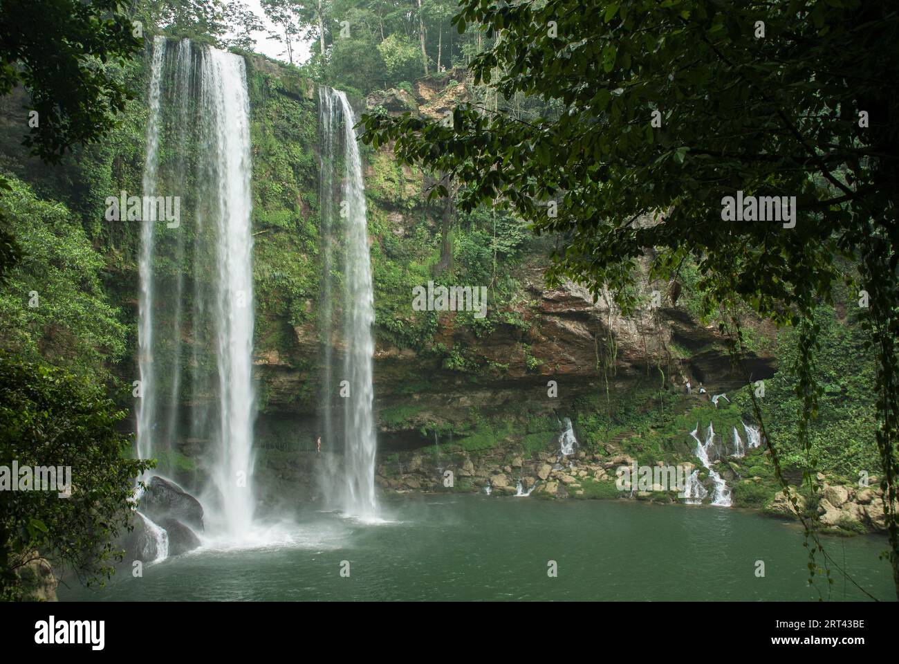 Misol-Ha waterfalls. Touristic waterfalls in Palenque, Chiapas Stock ...