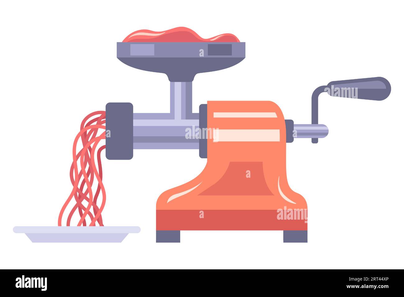 meat grinder. prepare homemade minced meat. flat vector illustration ...