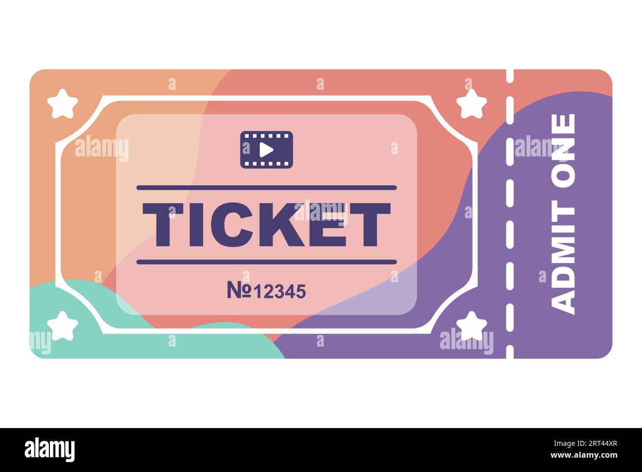 color bright movie ticket. flat vector illustration Stock Vector Image ...