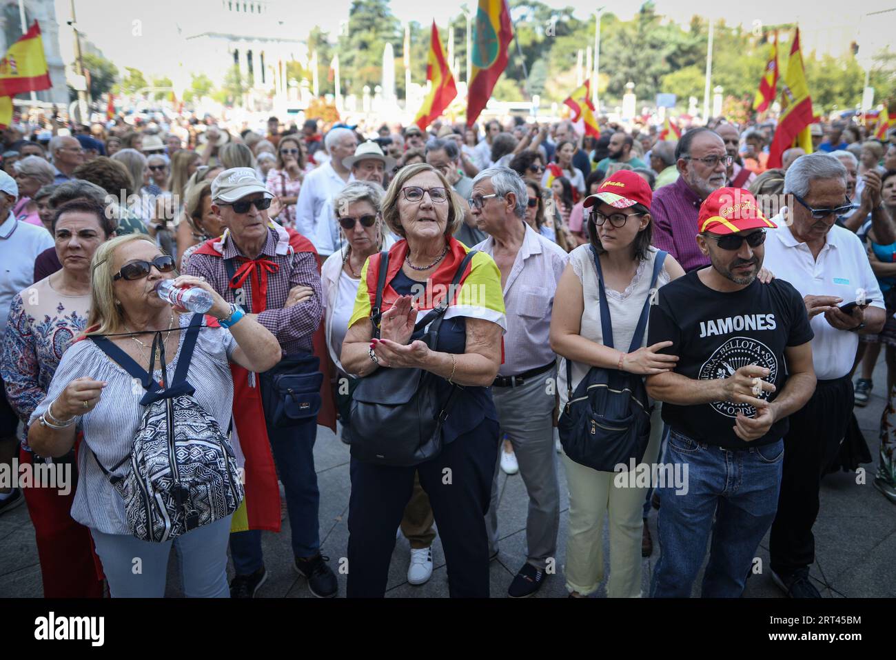 Madrid, Spain. 10th Sep, 2023. Protesters gather in front of Madrid ...