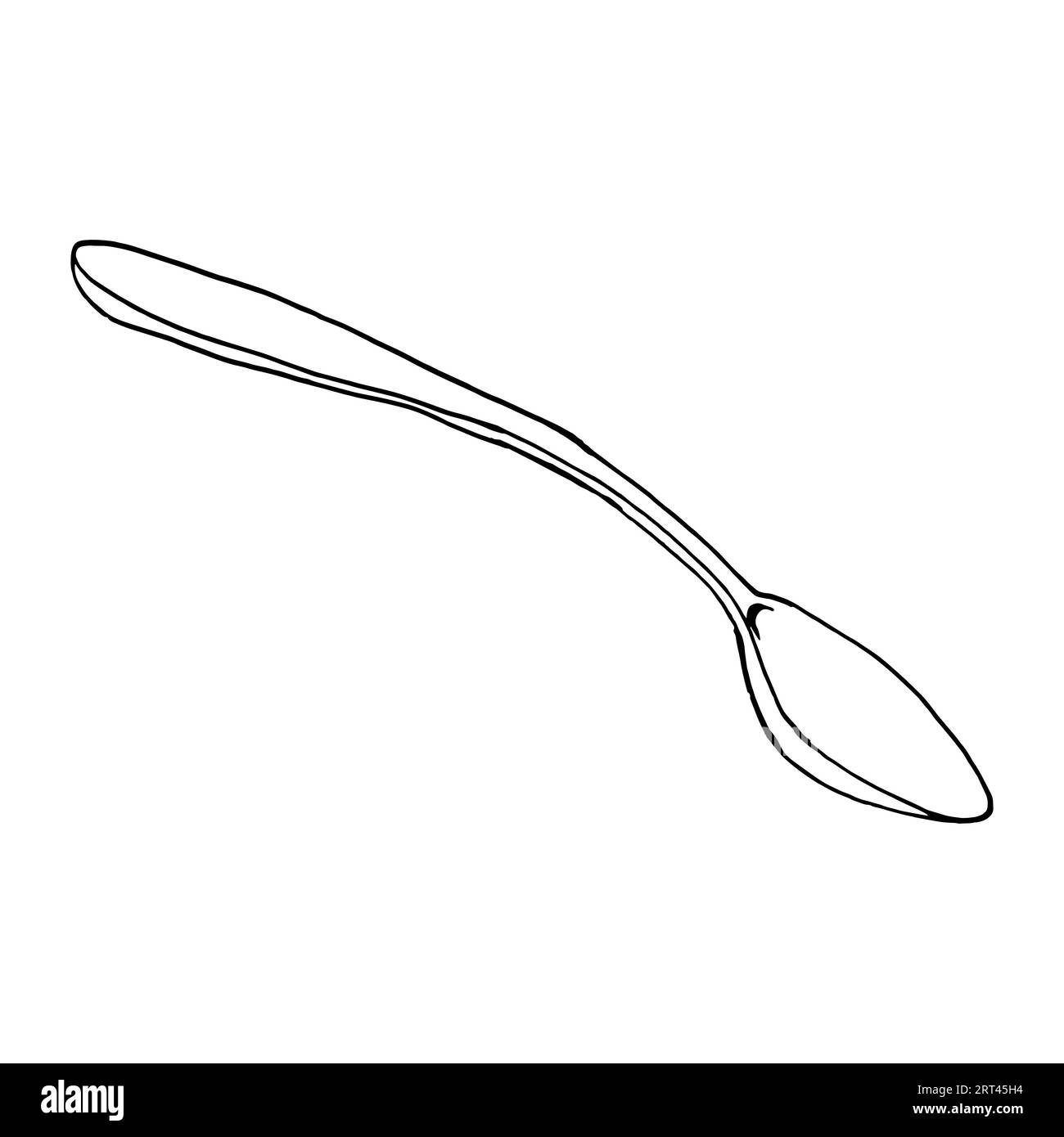 Vector Spoon Isolated On White Background Hand Drawn Illustration