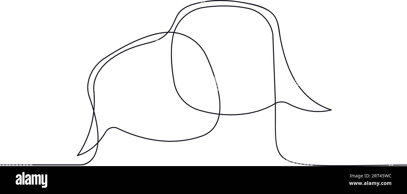 Continuous line message bubble, abstract speaking graphic element ...