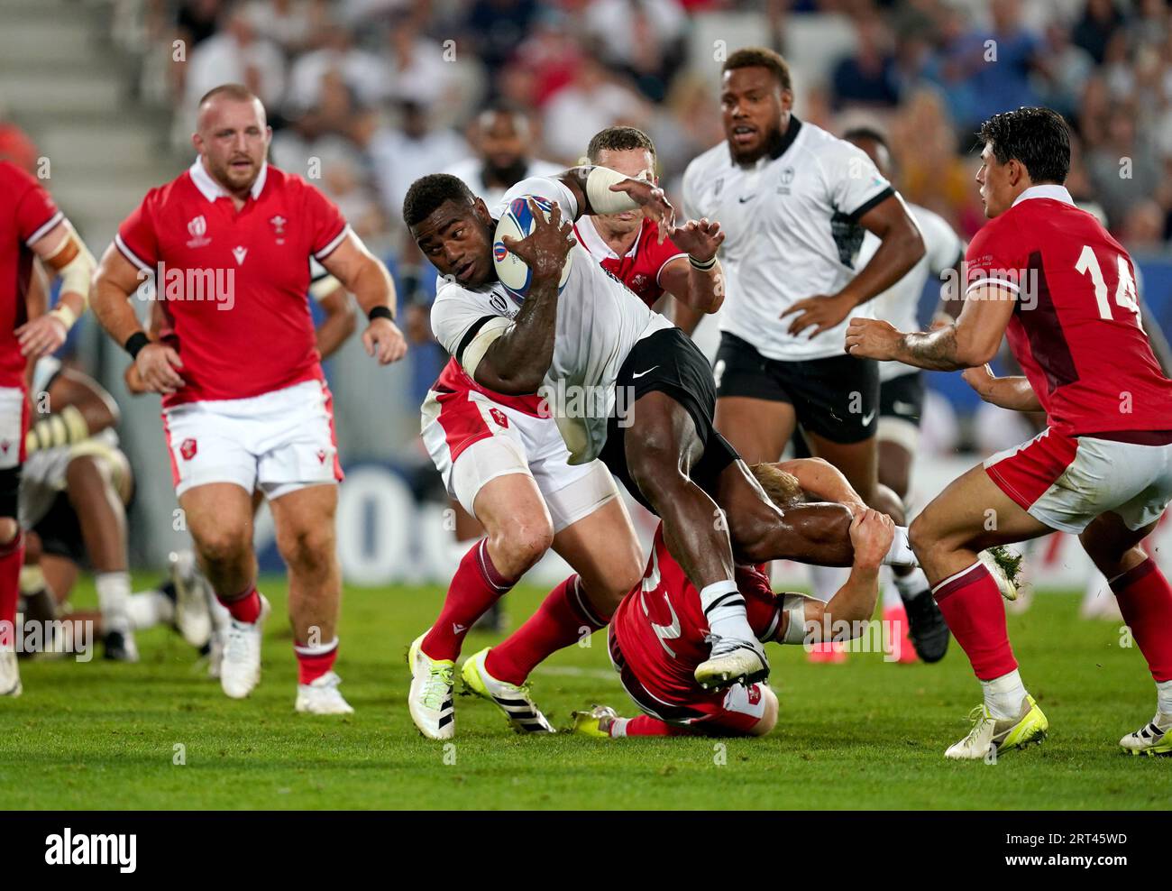 Fiji's Josua Tuisova scores their side's third try during the 2023 ...