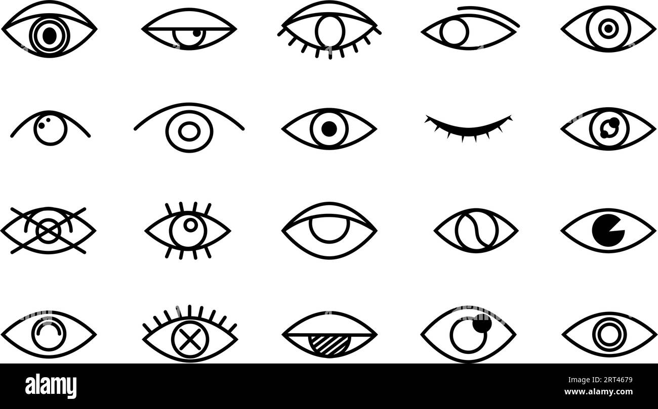 Outline eye icons. Line eye icon, ophthalmology various symbols ...