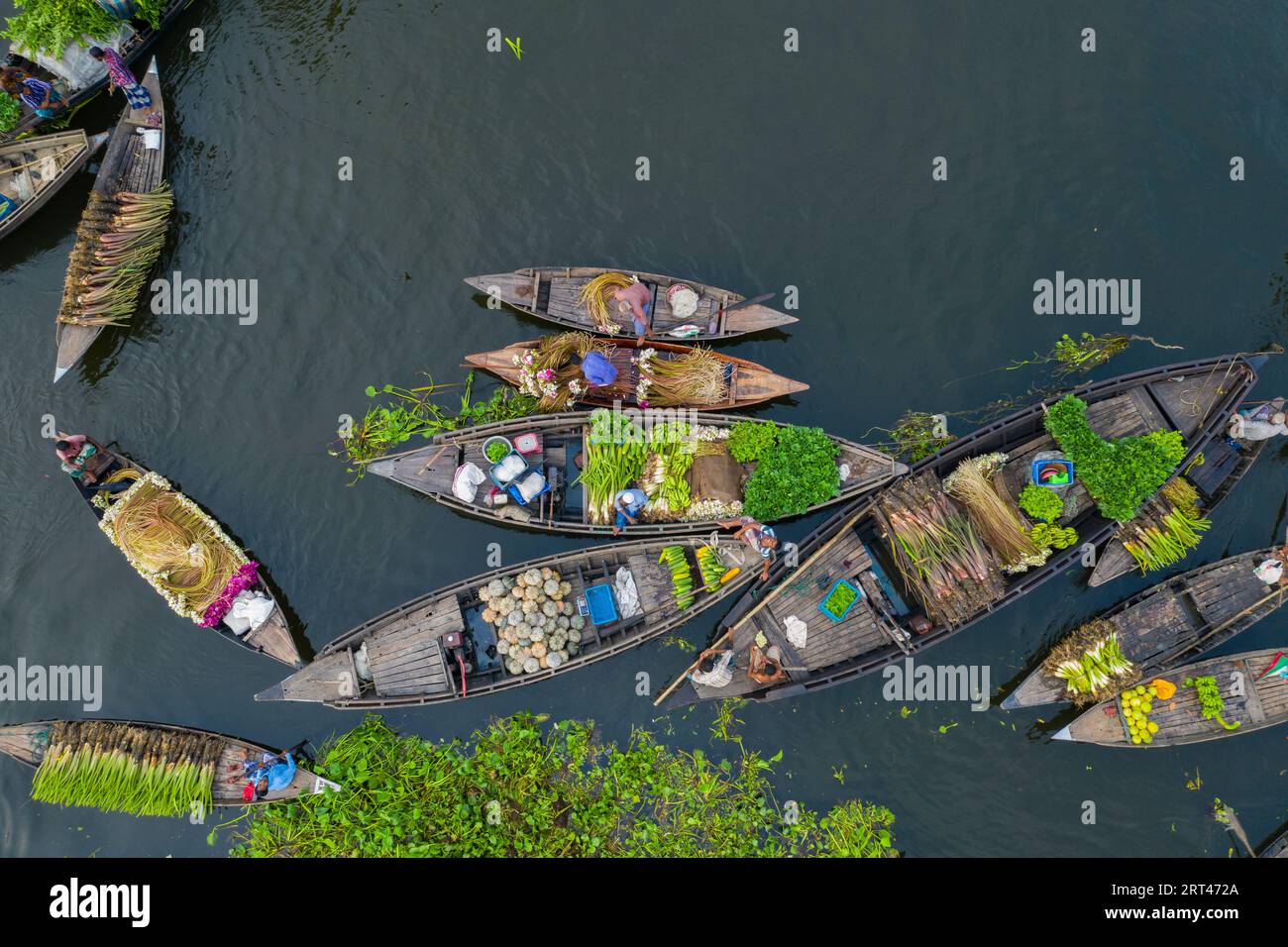 Pirojpur, Bangladesh: Aerial view of a bi-weekly floating market where ...