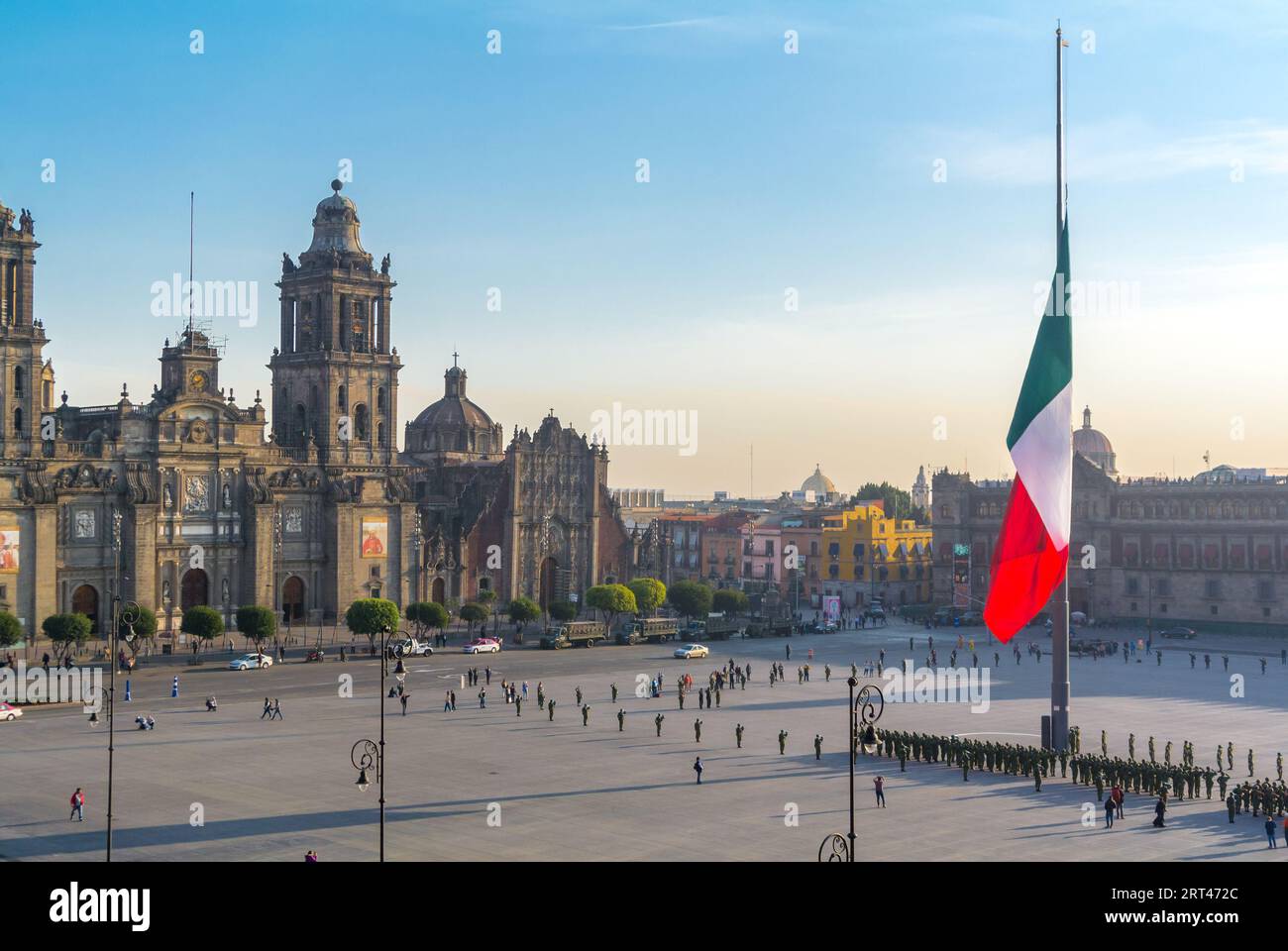Mexico City, CDMX, Mexico, An aerial cityscape with Catedral ...