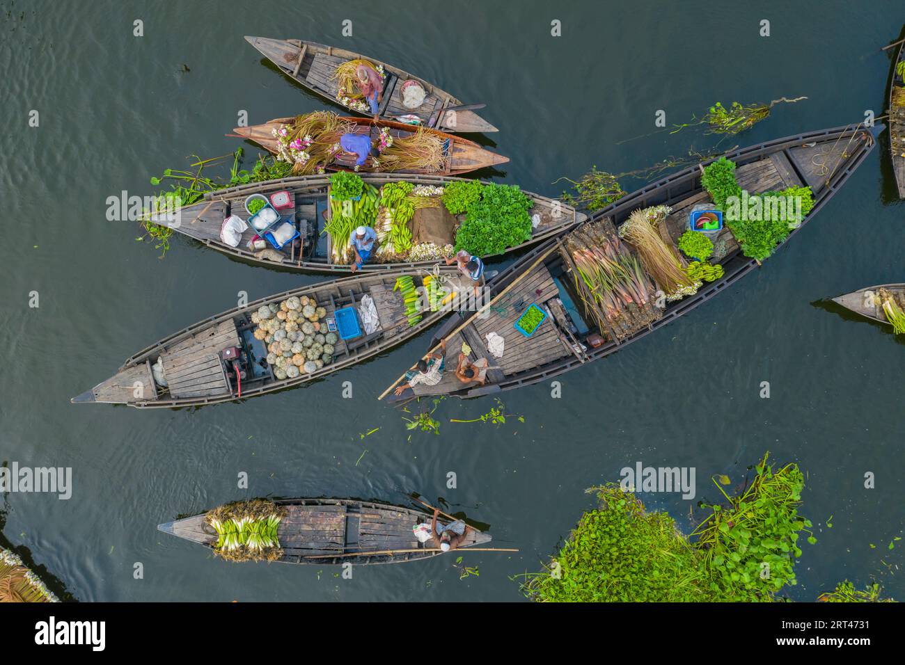 Pirojpur, Bangladesh: Aerial view of a bi-weekly floating market where ...