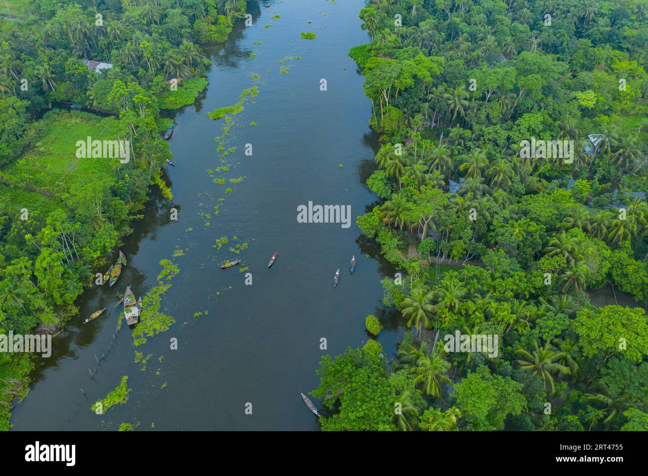 Aerial view of Belua River at Boithakata under Nazirpur upazila of ...