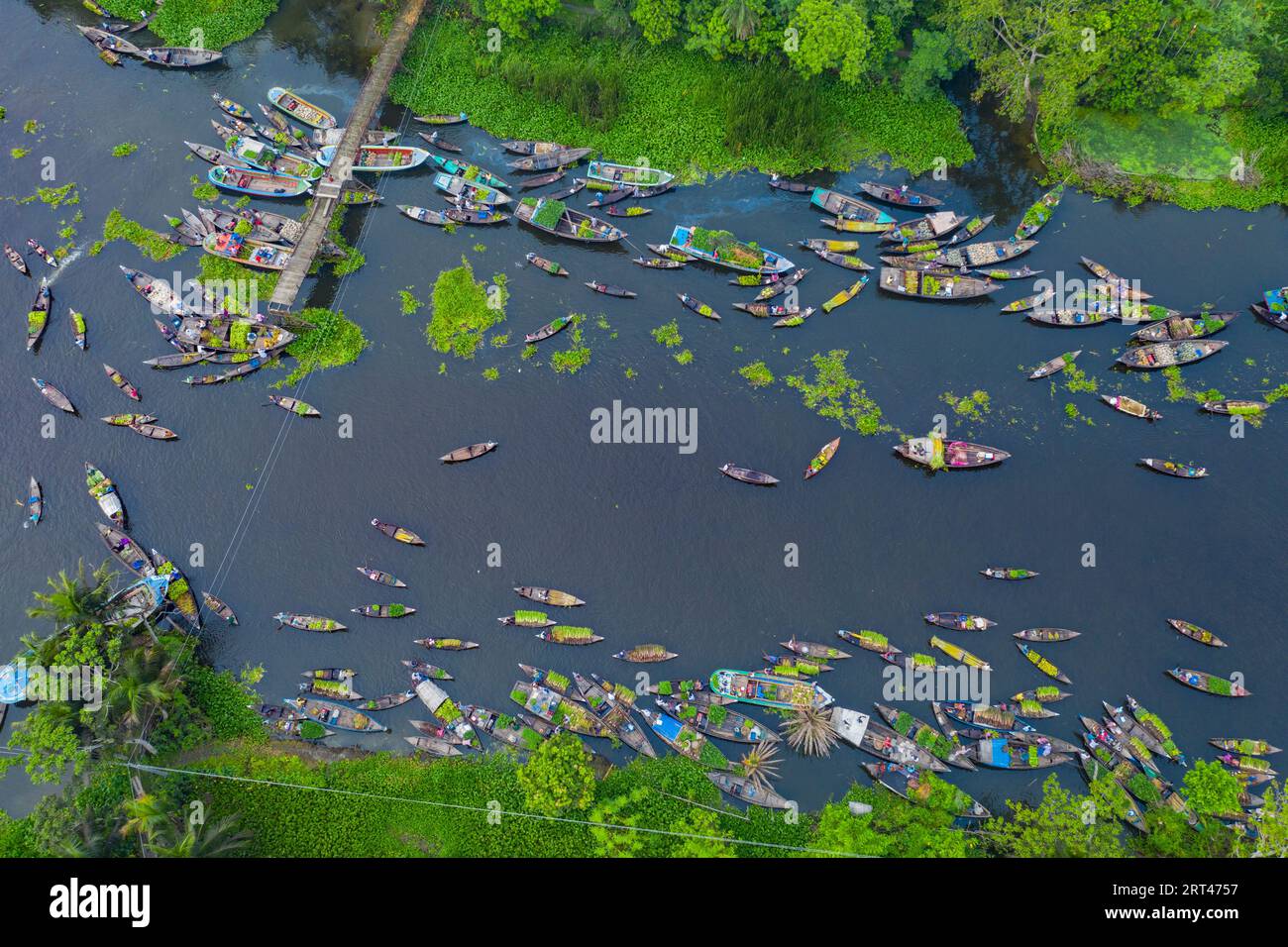 Pirojpur, Bangladesh: Aerial view of a bi-weekly floating market where ...