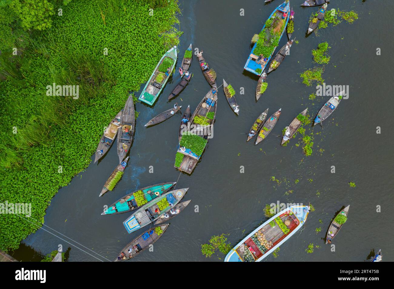 Pirojpur, Bangladesh: Aerial view of a bi-weekly floating market where ...