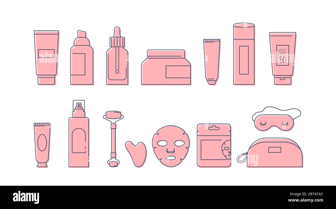 Skin Care products illustrations, skincare routine. Cream, lotion, mask ...