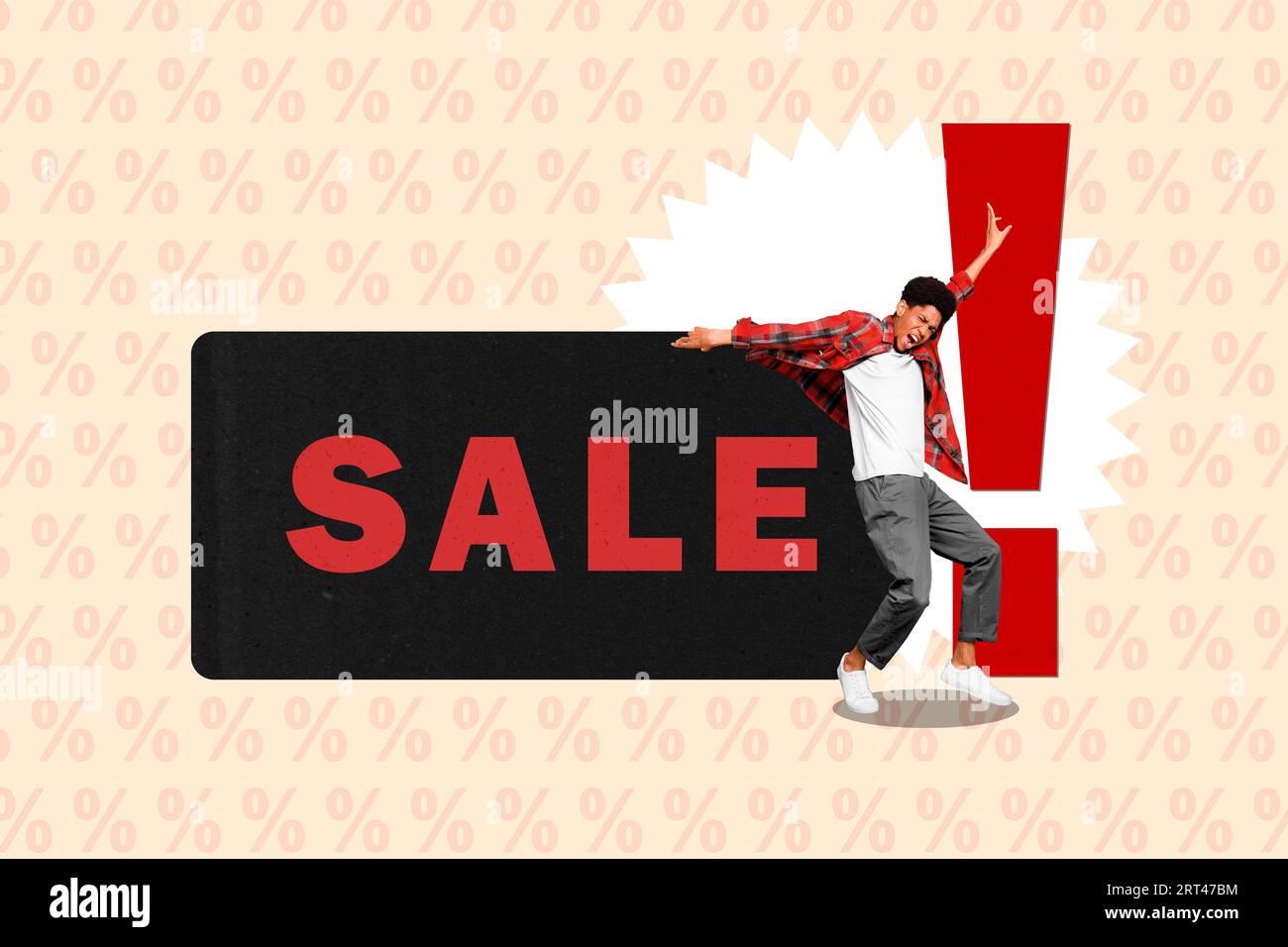 Creative photo magazine comics collage of funky young guy dancing ...