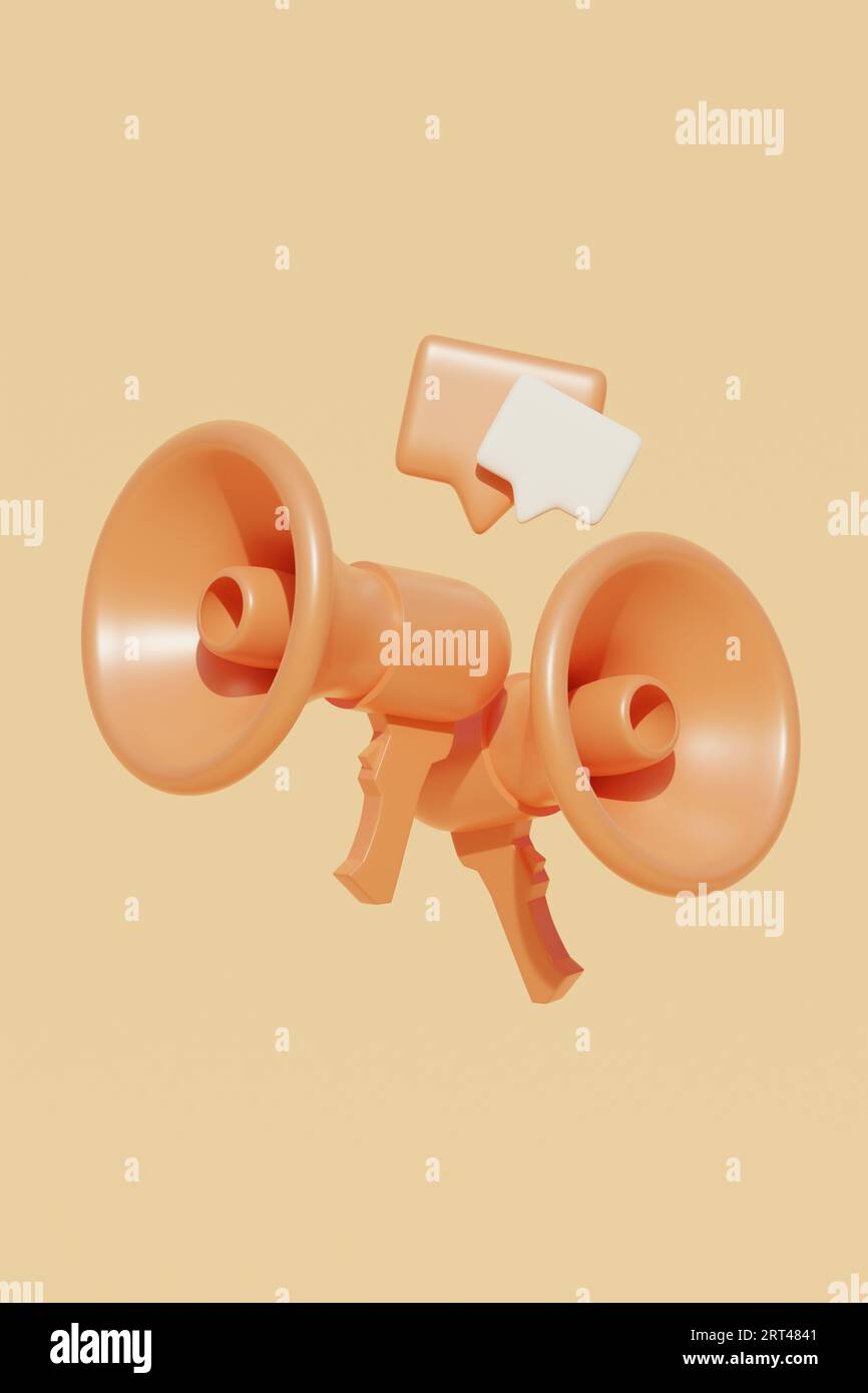 3d illustration of megaphone advert post social media notification ...