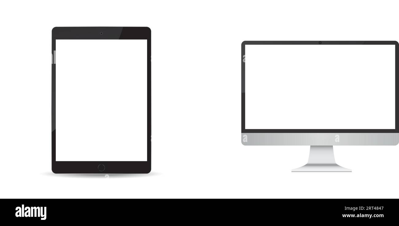 Realistic tablet mockup. Modern office device. 3D vector object with ...