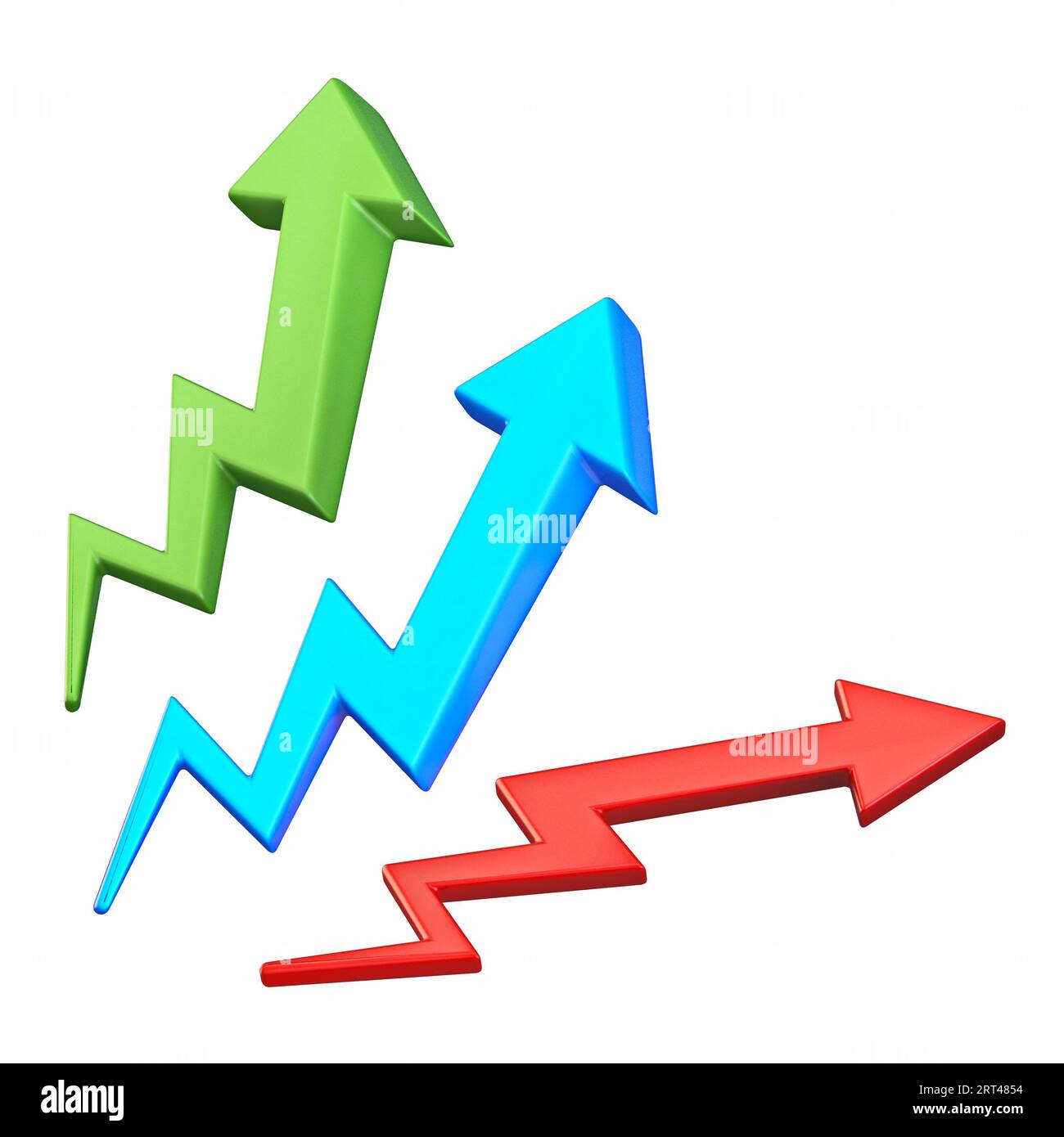 Three arrows 3D rendering illustration isolated on white background Stock Photo - Alamy