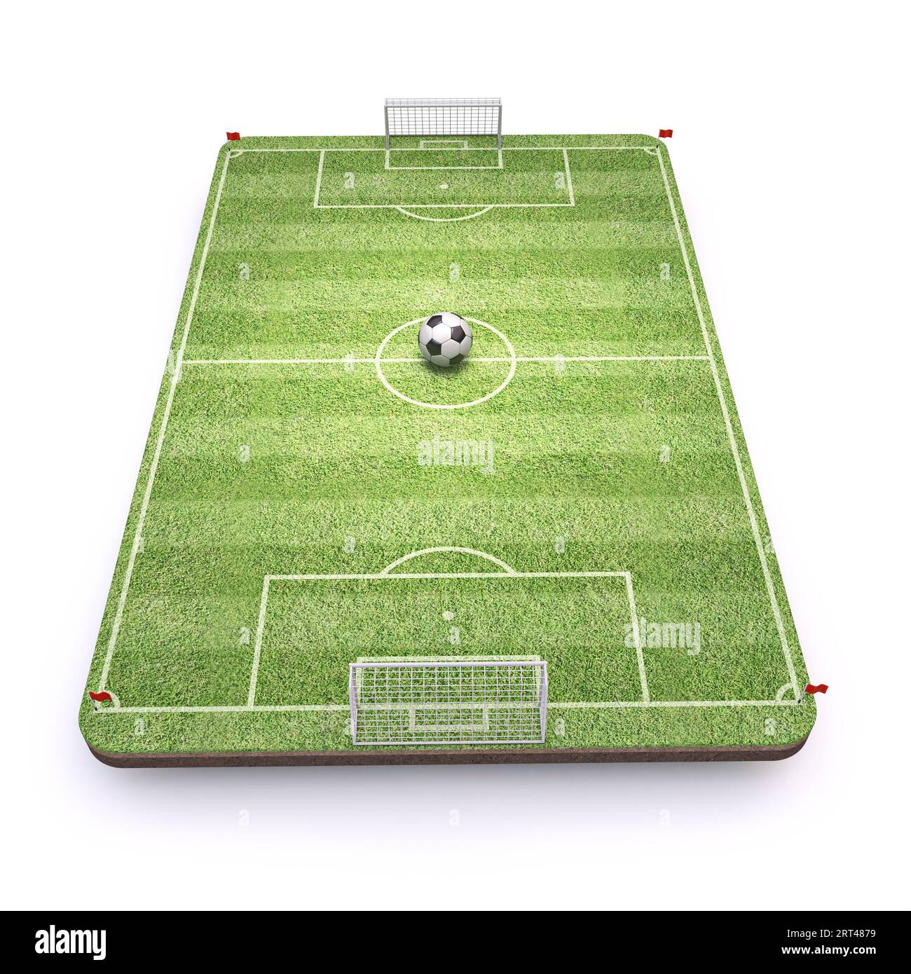 Football Soccer playground with ball Front view 3D rendering ...