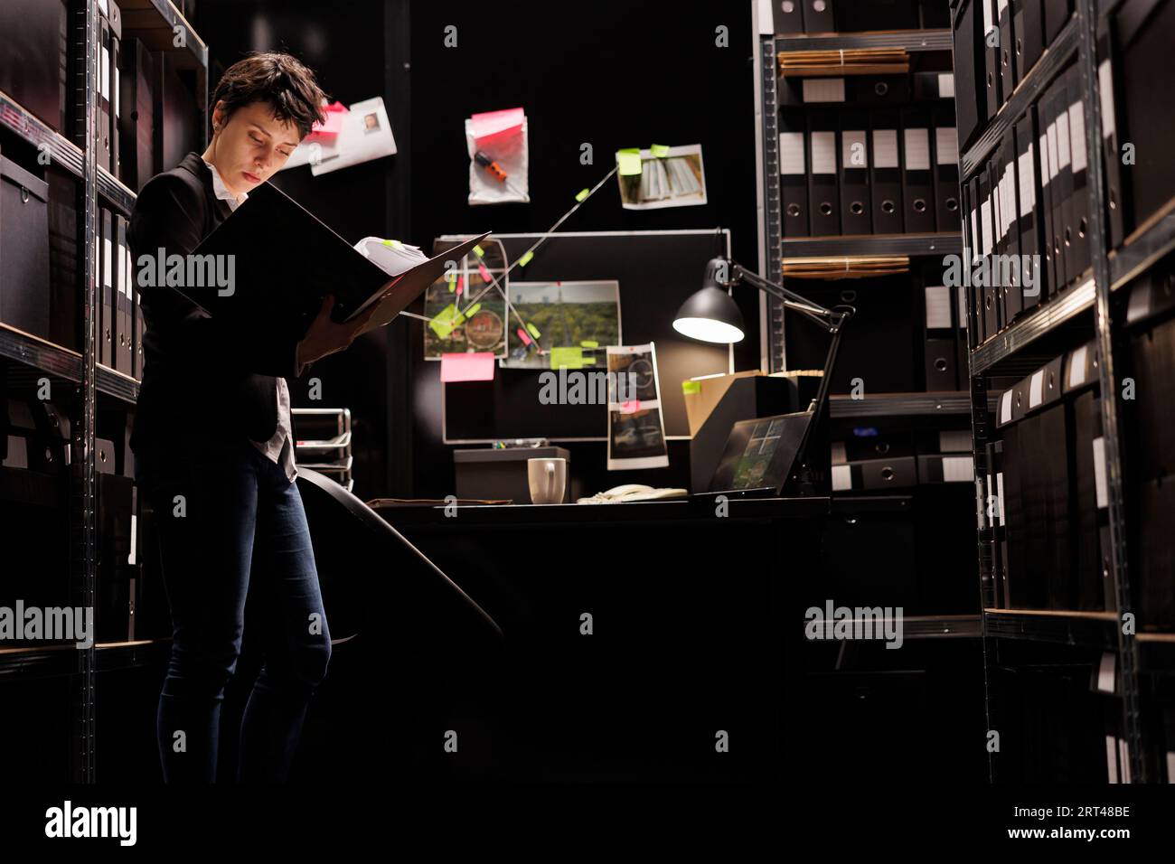 Fbi investigator analyzing police crime evidence report, checking ...