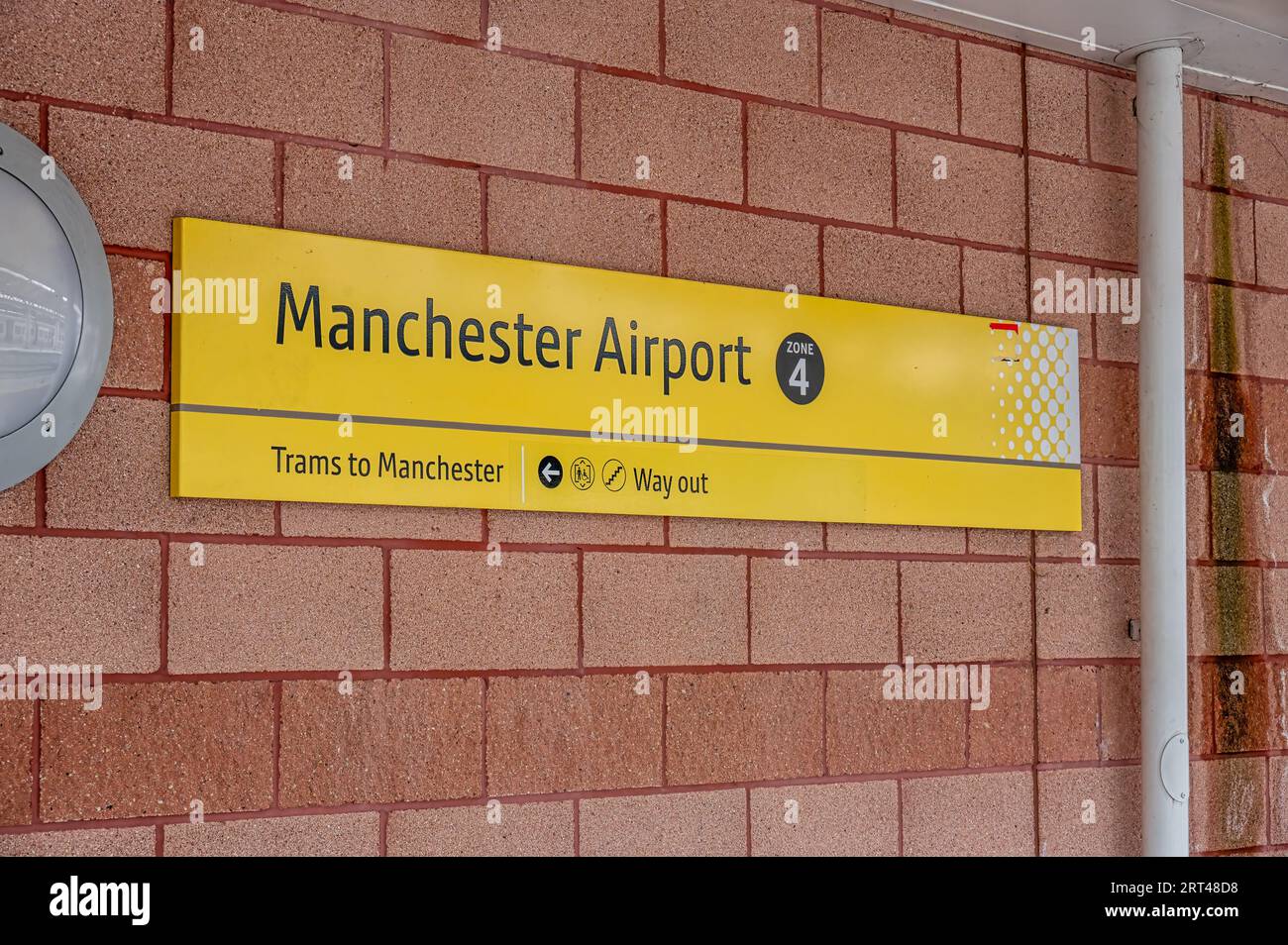 MANCHESTER, UK - AUGUST 27, 2023: Manchester Airport platform side at ...