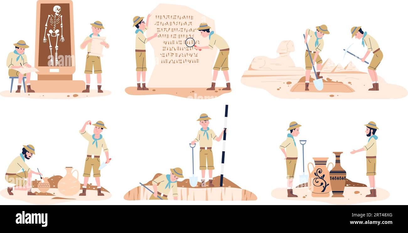 Archeologist working, geology and archeology. Historical archeological ...