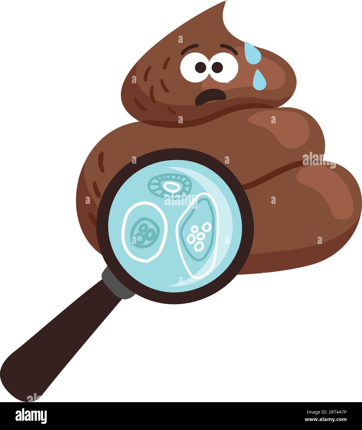 Cartoon vector illustration with cute turd and loupe. The poop ...