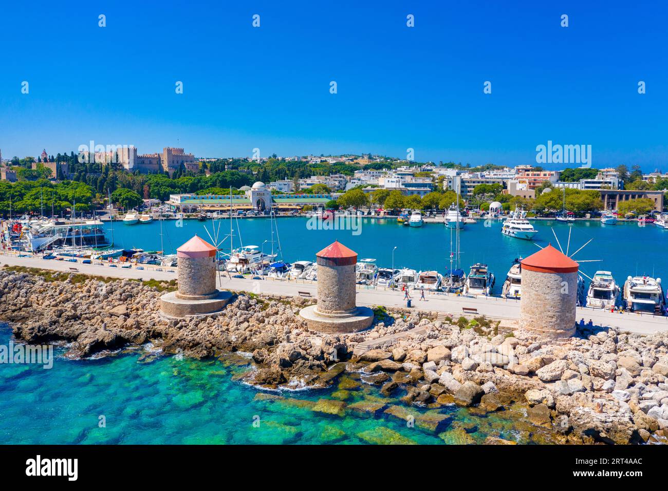 Antique architecture of old town, famous Knights Grand Master Palace ...