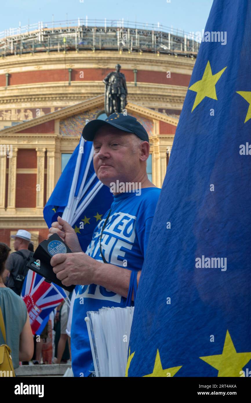 9 Sept 2023, London, UK - The EU Flags at the Proms team give away ...