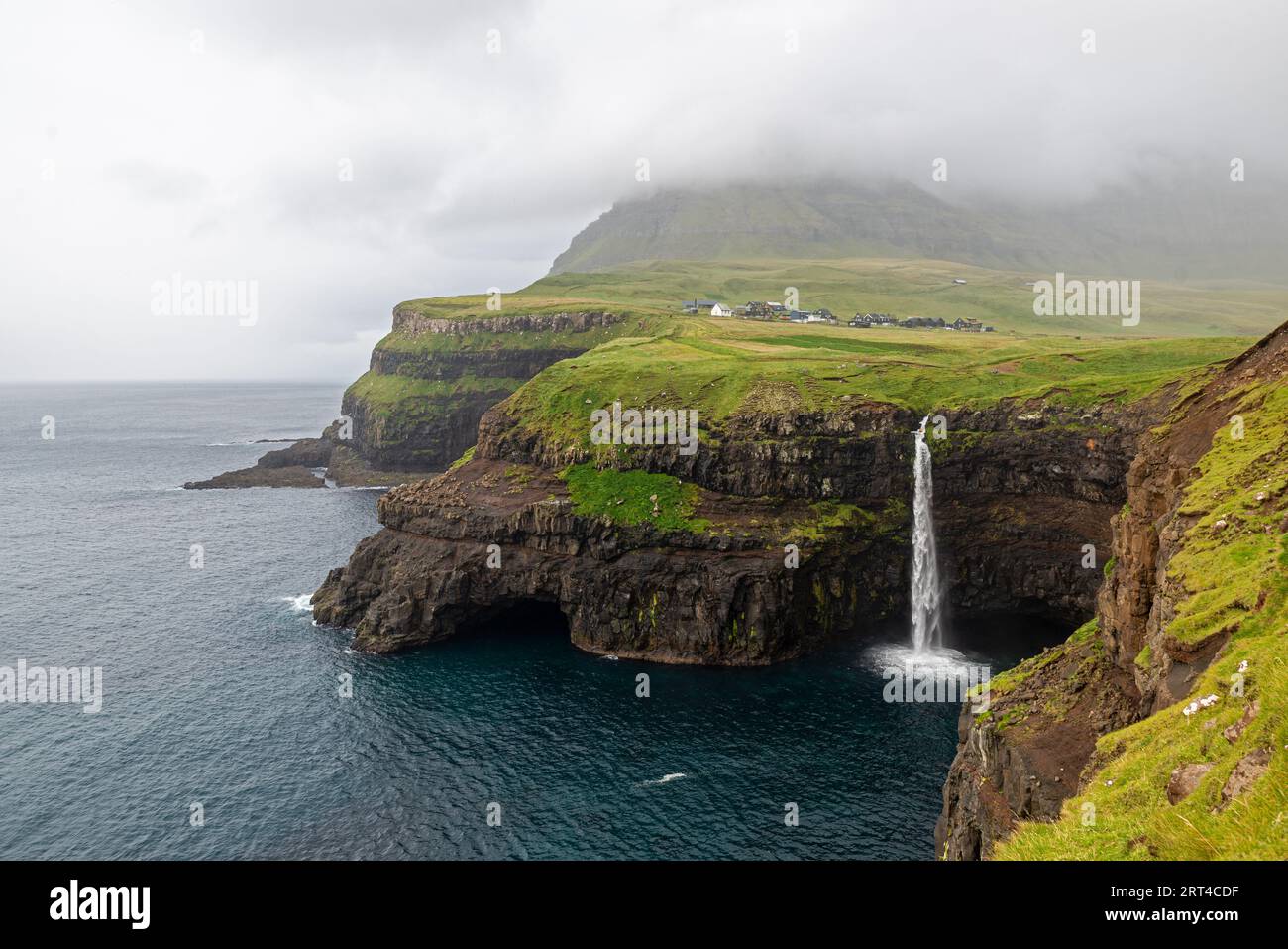Mulafossur Waterfall Gasadalur Village Vagar Island Faroe Islands