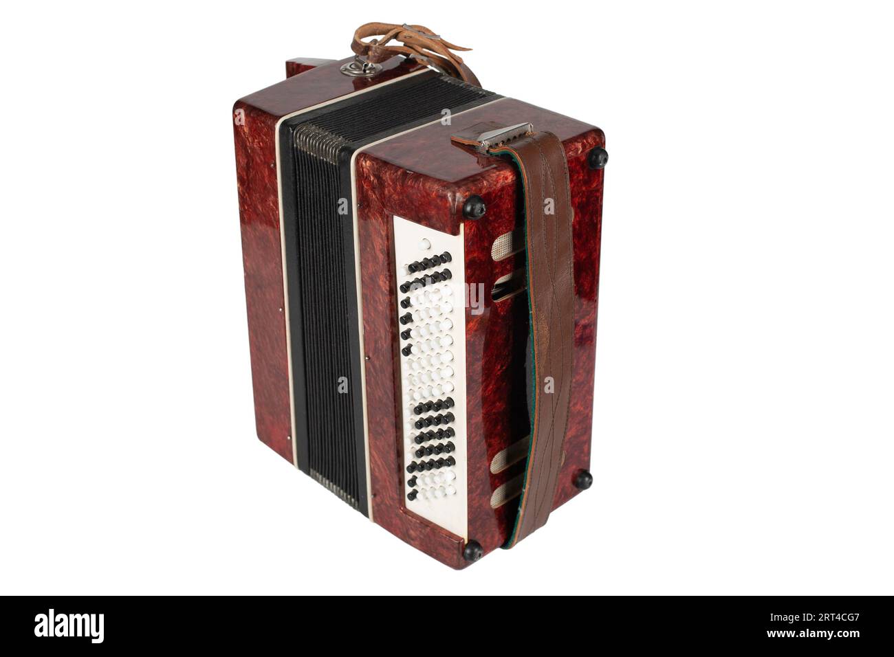 Small retro bayan (accordion). Folk musical instrument. Isolated on ...