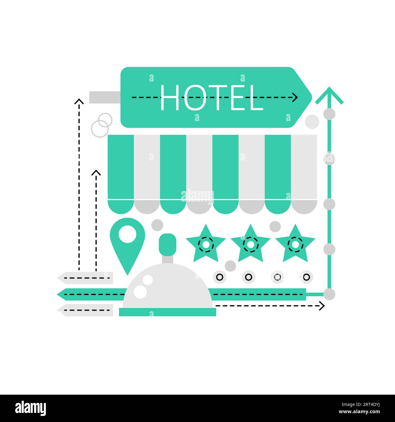 Three stars hotel sign. Reception desk, bell receptionist, hotel ...