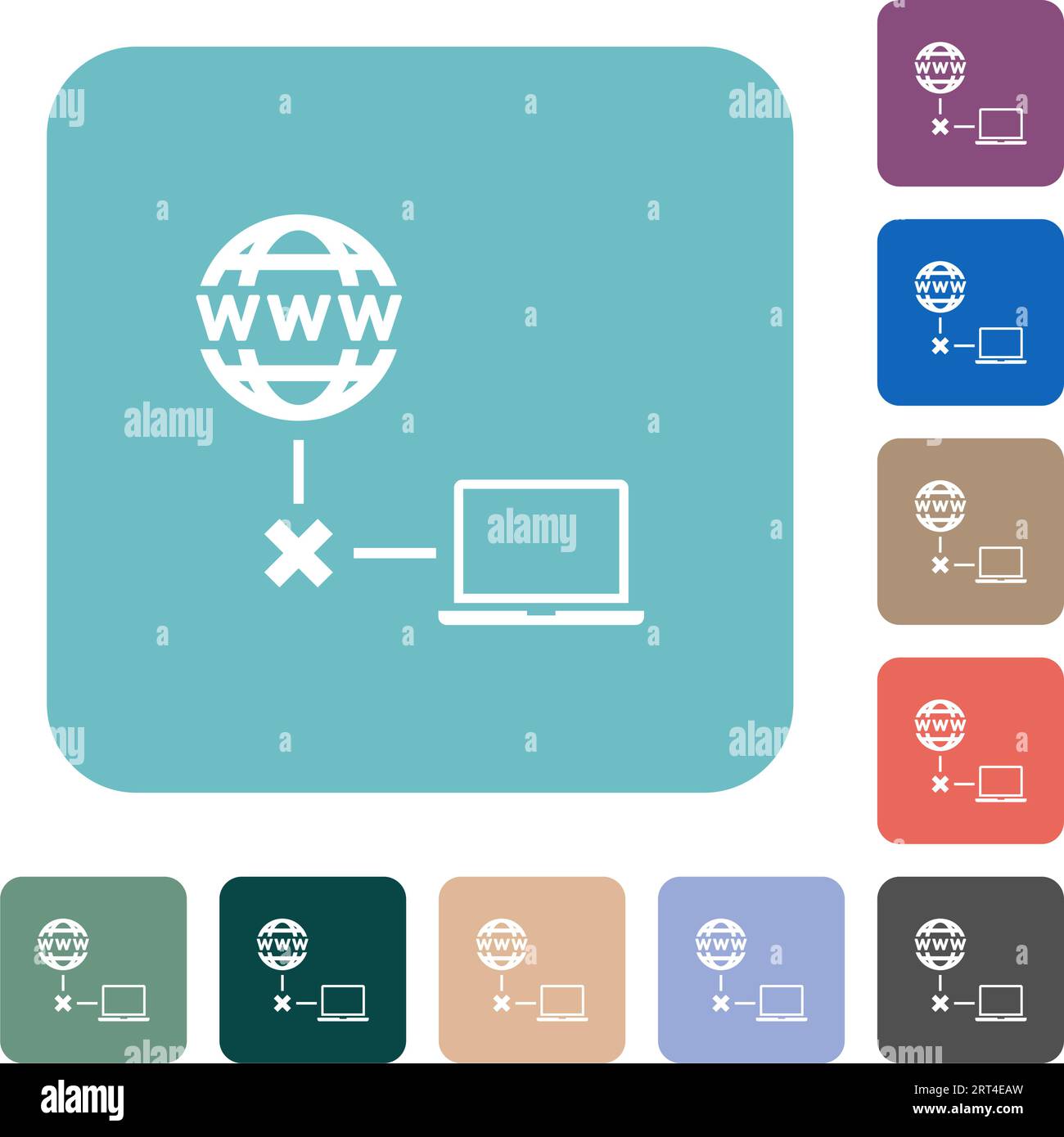 Offline laptop white flat icons on color rounded square backgrounds ...