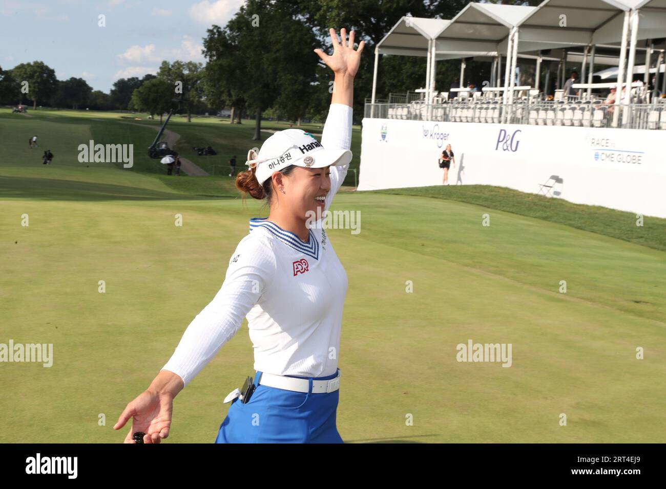 CINCINNATI, OH - SEPTEMBER 10: LPGA player Minjee Lee reacts after winning the Kroger Queen City ...