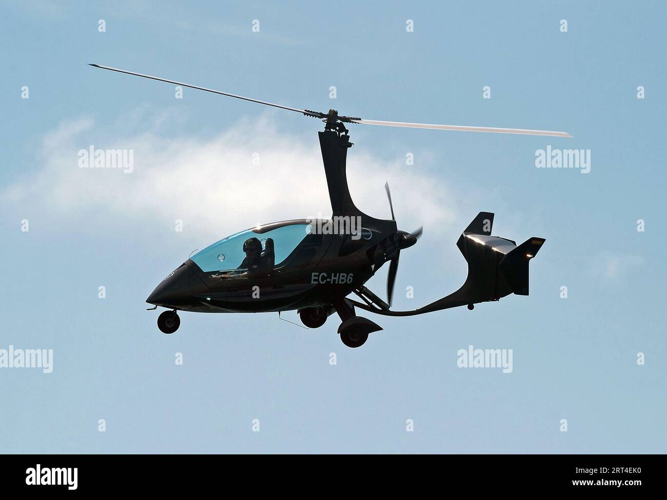Malaga, Spain. 10th Sep, 2023. An autogyro is seen performing in the ...