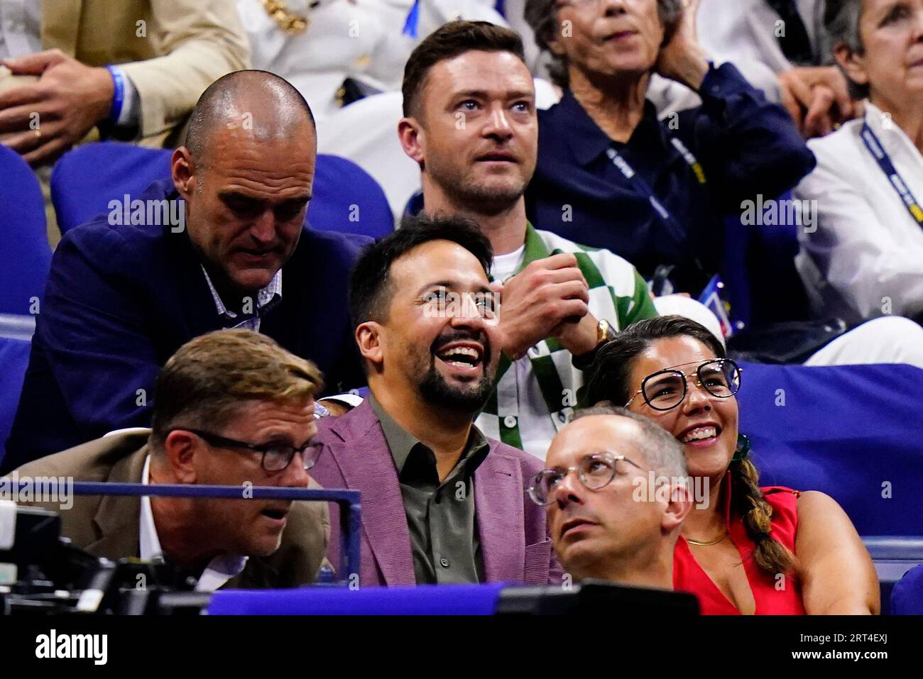 Lin-Manuel Miranda and Justin Timberlake attend the men's singles final ...