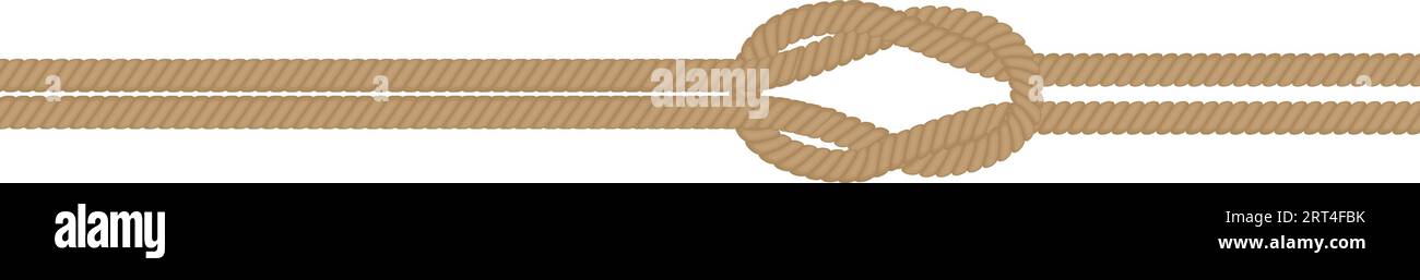 Rope square knot. Tied knot, natural decorative cotton rope cartoon ...