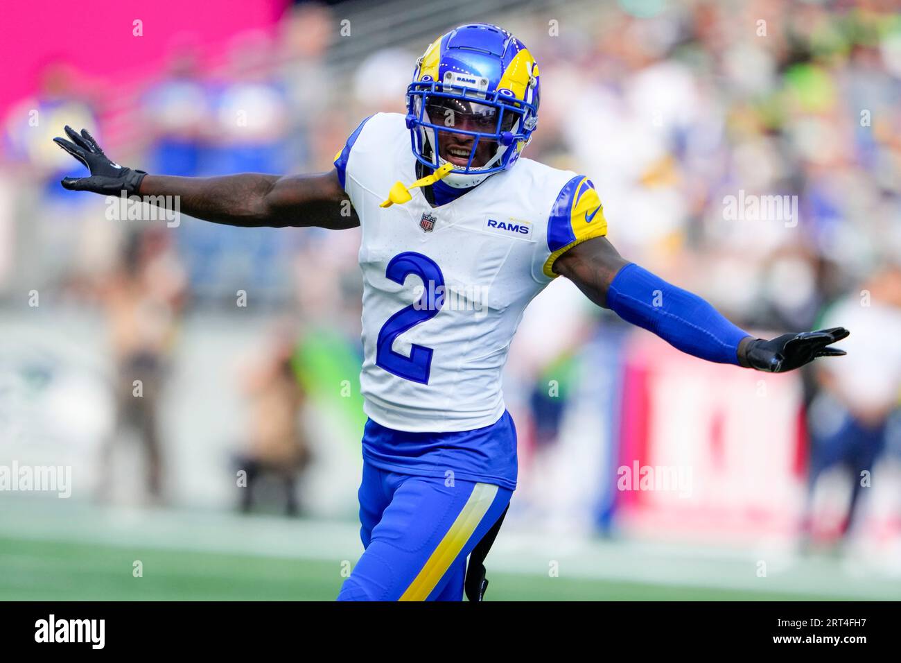 Los Angeles Rams safety Russ Yeast celebrates during the second half of ...