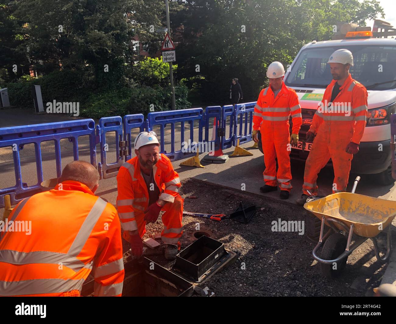 England, London, Clapham South, Nightingale Lane, roadworks Stock Photo ...