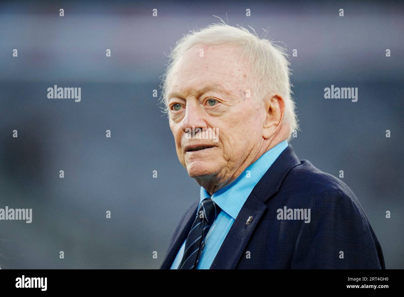 Dallas Cowboys owner Jerry Jones walks onto the field before an NFL ...