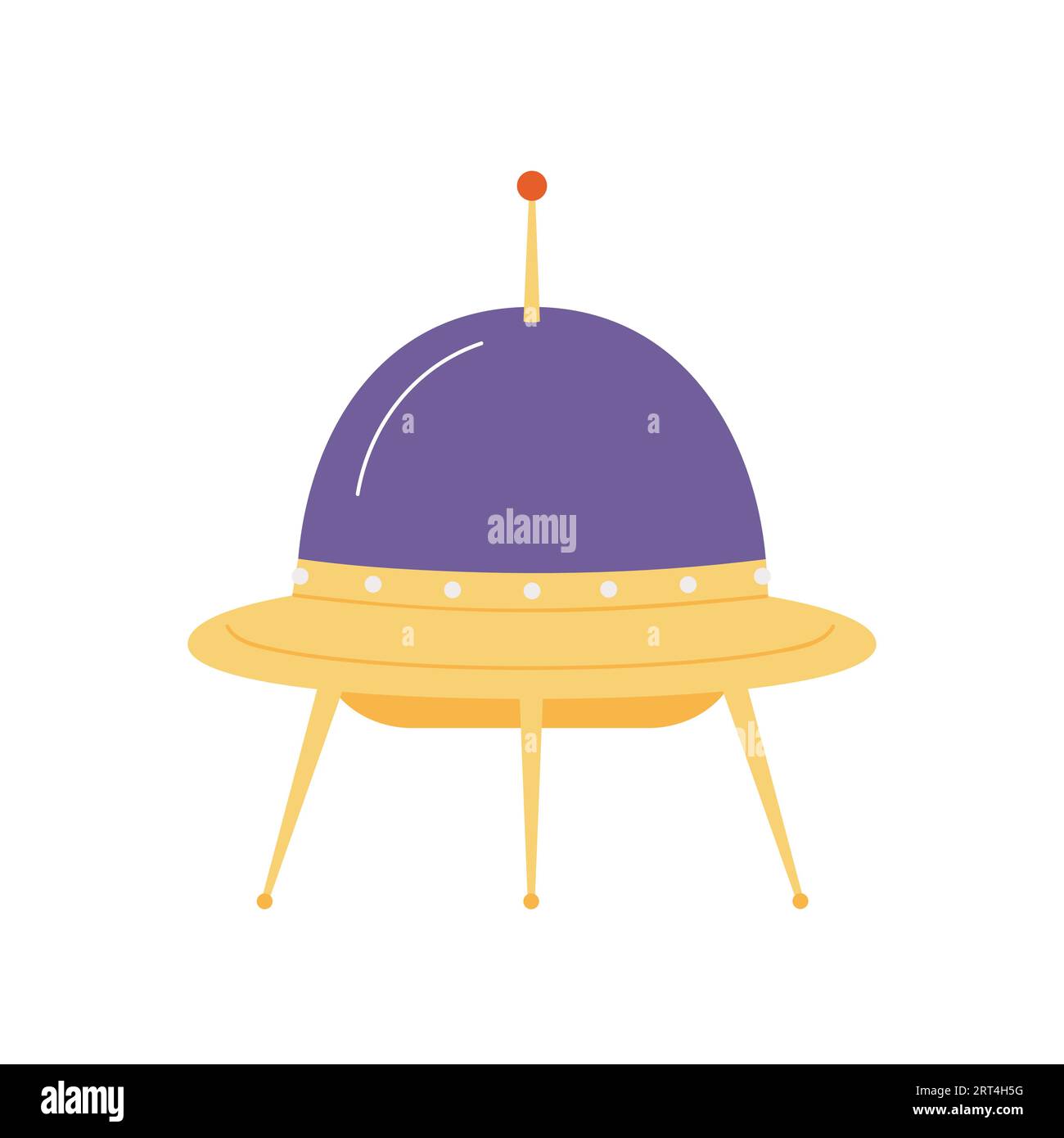 Cute round spaceship. Exploring galaxy and solar system, astronomy ...