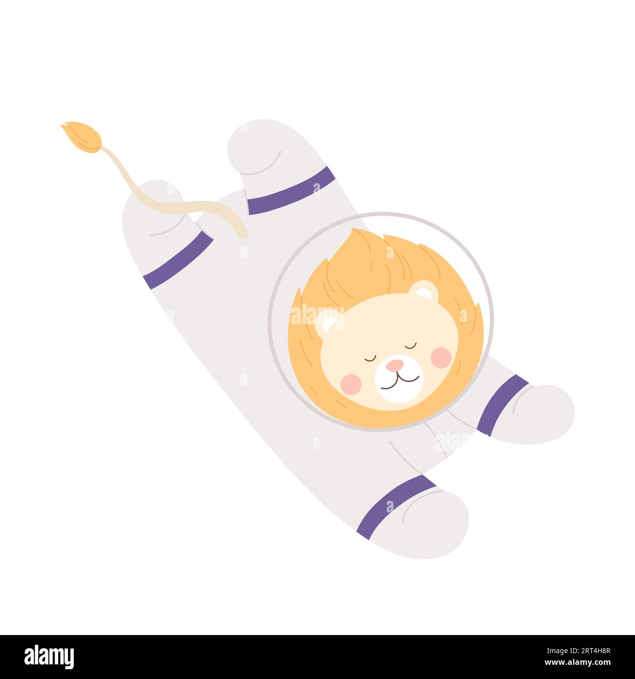 Cute lion in astronaut costume. Wild animal cosmonaut exploring space ...