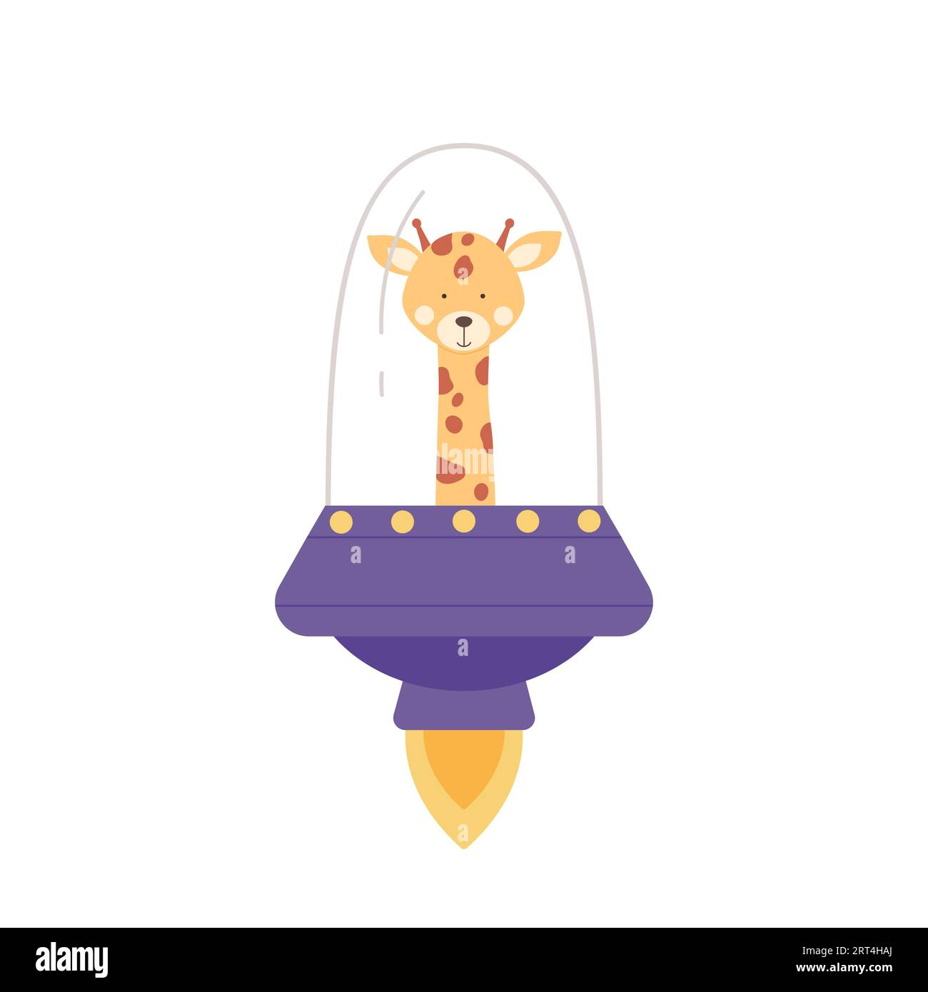Cute giraffe in spaceship. Giraffe astronaut flying to explore universe ...