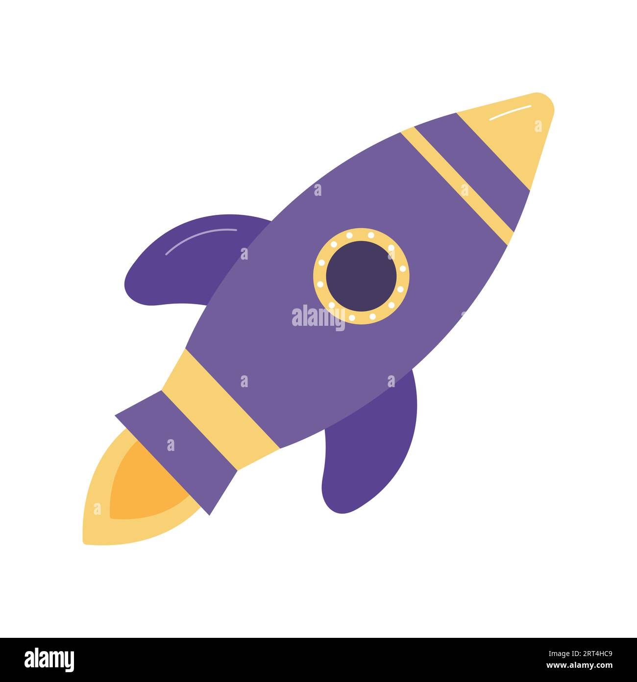Purple exploring space rocket. Launching spaceship, universe ...