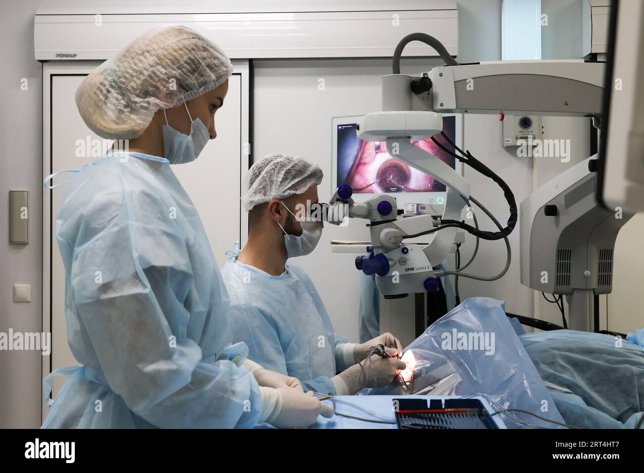 06.09.2023. Russia. Moscow. Cataract surgery with further implantation ...