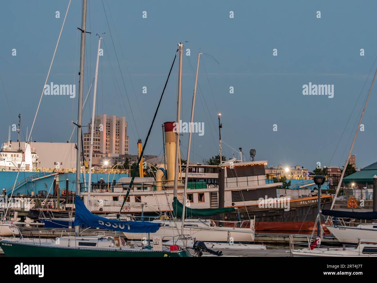 The Busy Baltimore Waterfront on a Summer Evening, Maryland USA Stock ...
